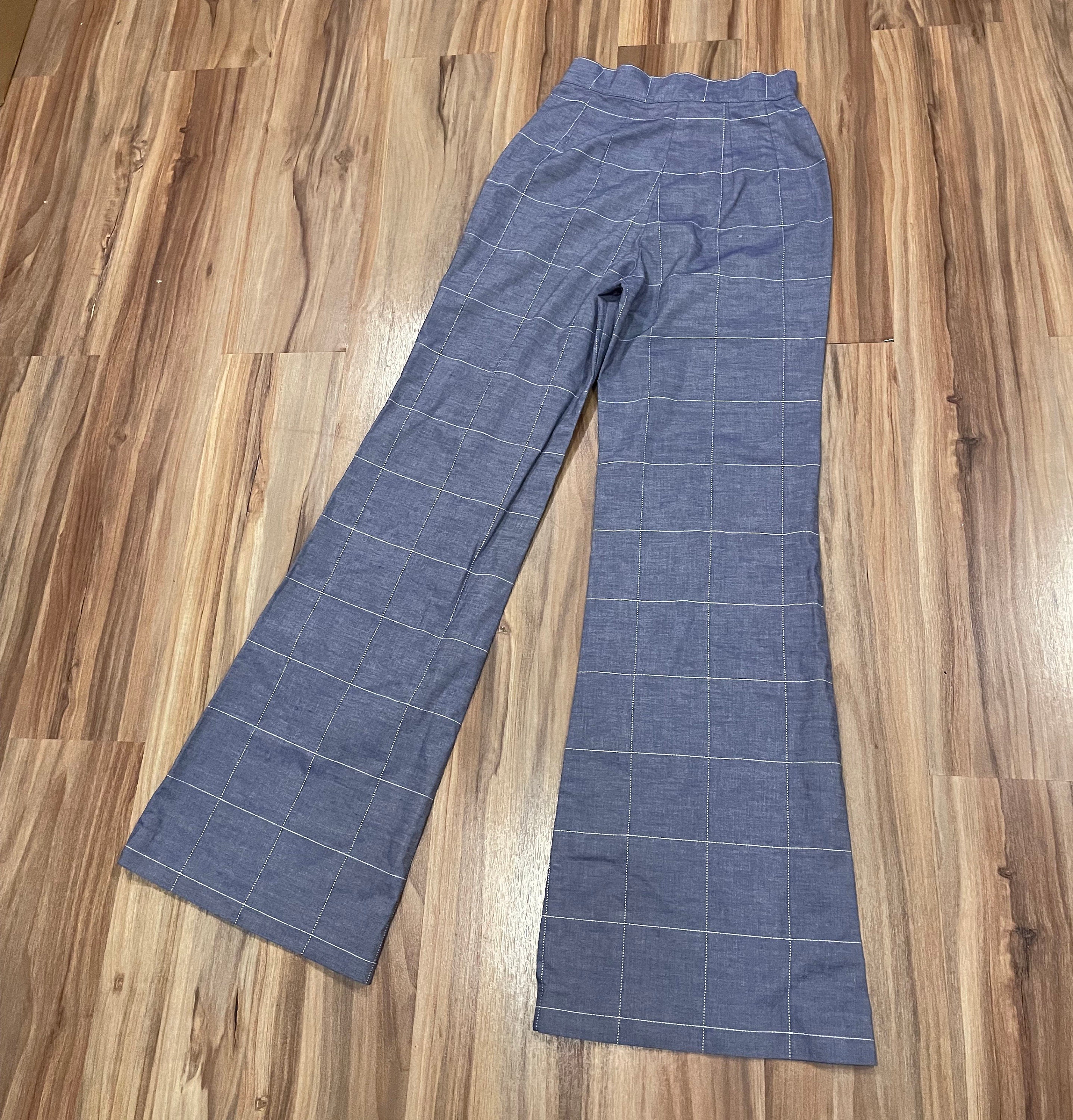 Vintage 70s Checkered Wide Leg Flare Bell Bottom Pants Women’s Sz 24x30 ...