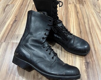 Vintage Tanker Combat Boots Black Buckle Leather Strap US Army - Size 8 ...