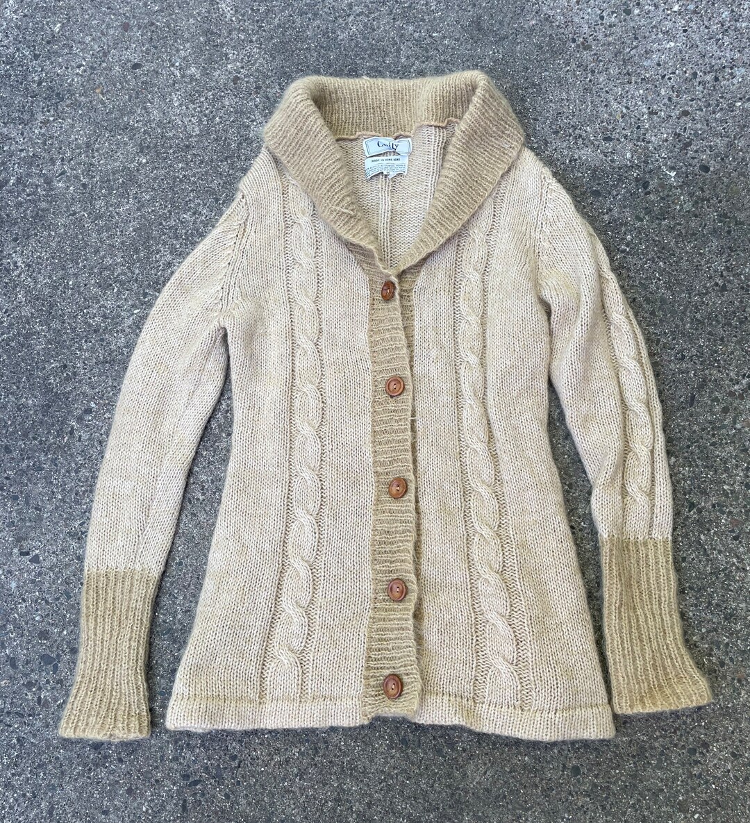 Medium Vintage 70s Mohair Wool Cardigan Knit Sweater by Cecily Beige ...