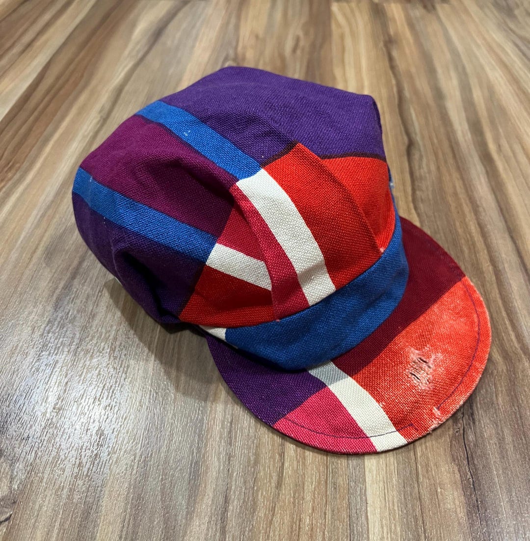 Vintage 70s Color Block Newsboy Engineer Train Conductor Hickory Stripe ...