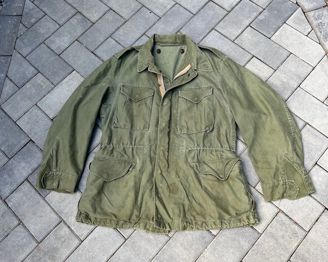 Medium Vintage 50s 60s US Army Field Jacket, Olive Green Zip up OG-107 ...