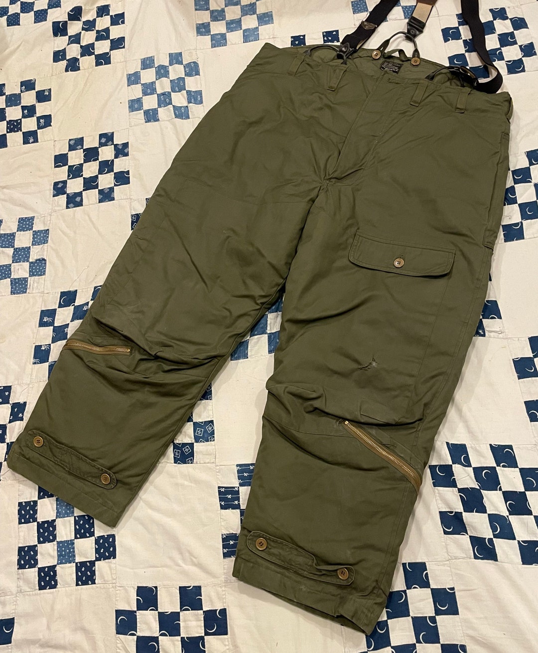 Vintage 50s A-8 Military Flight Pants Down Insulated USAF W/ Suspenders ...