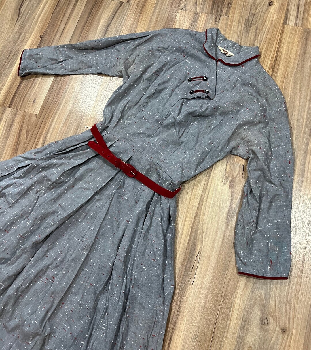 Vinage 50s Wool Rayon Atomic Fleck Kerrybrooke Belted Dress - Etsy