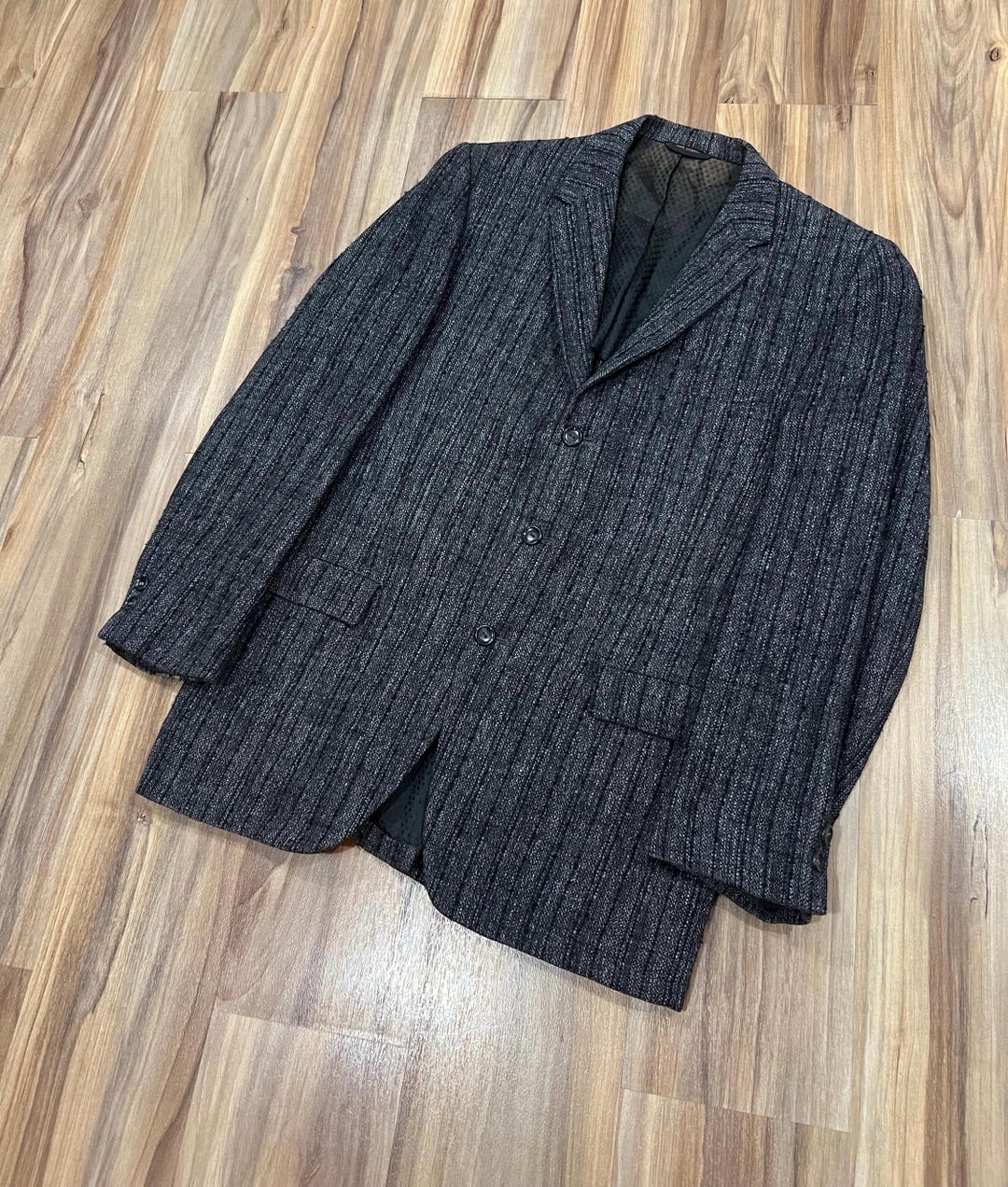 Small/medium Vintage 50s Black Tweed Fleck Wool Sport Coat Suit Jacket ...