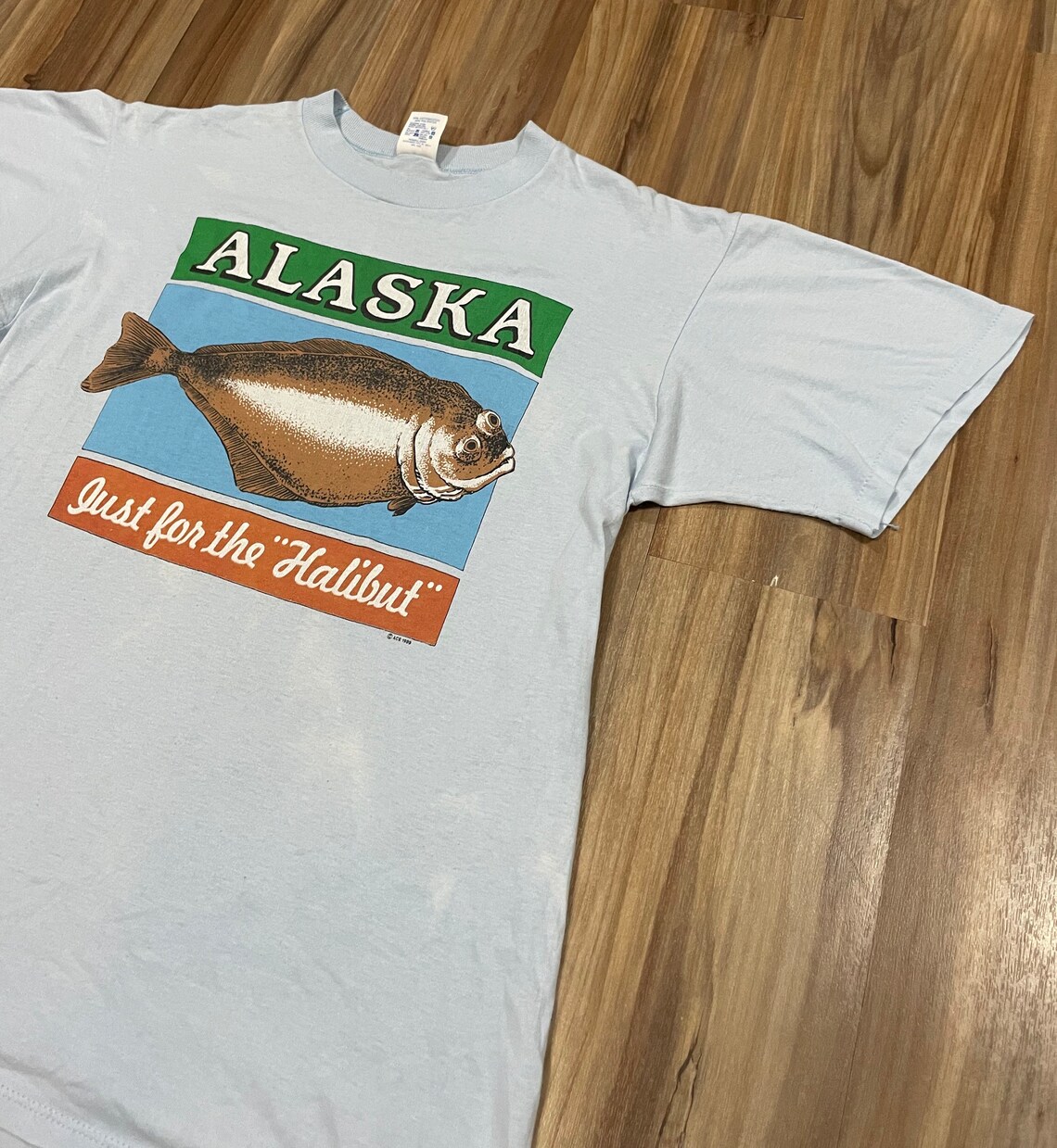 Medium Vintage 90s Alaska Just for the Halibut T Shirt Blue - Etsy