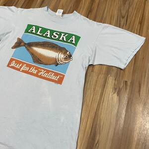 Medium Vintage 90s Alaska Just for the Halibut T Shirt Blue - Etsy