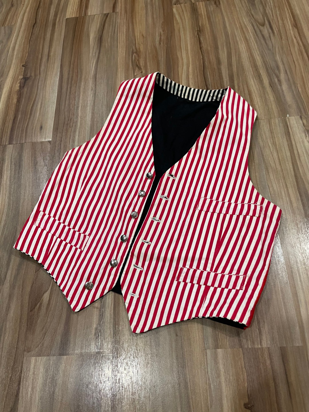 Medium Vintage 40s Red Black White Reversible Pinstripe Vest - Etsy