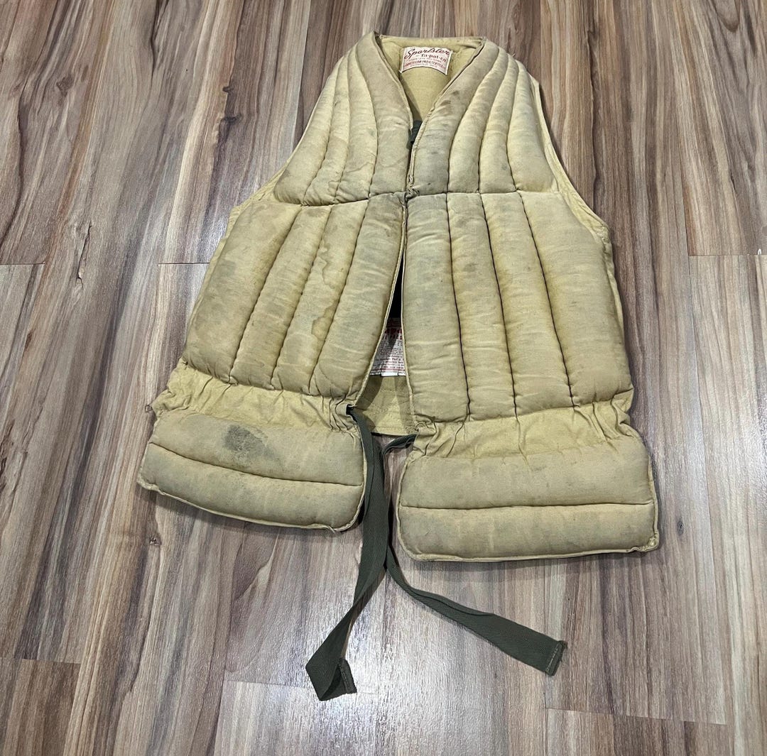 Small Vintage Antique 30s 40s Life Preserver Jacket Olive Green Beige ...