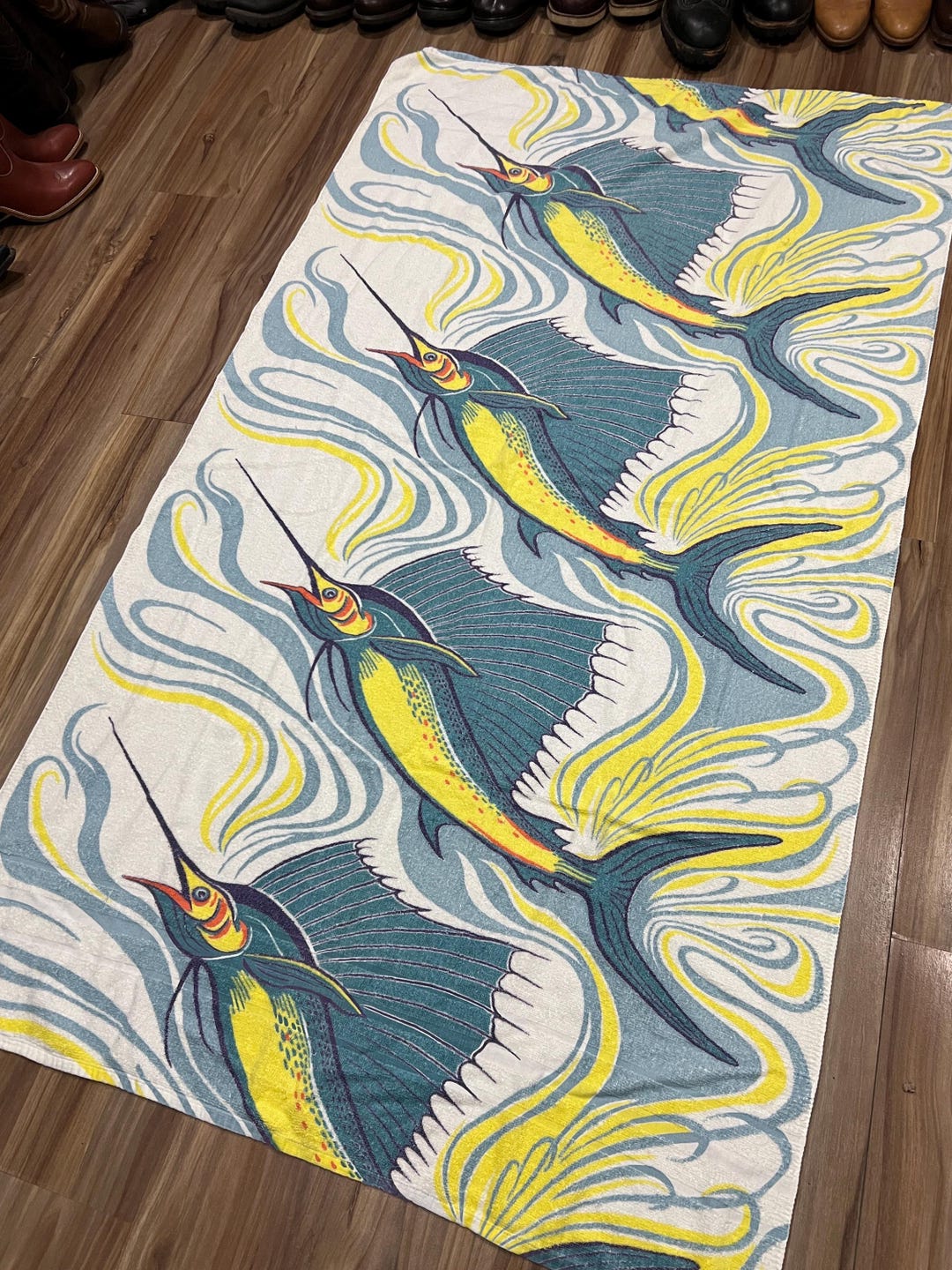 Vintage 60s Marlin Sword Fish All Over Print 100% Cotton USA Made - Etsy