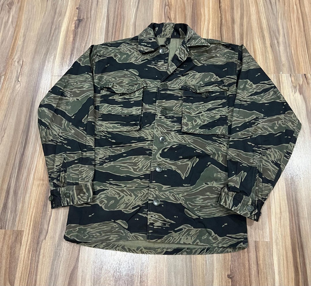 Vintage 60s A-M Tiger Stripe Camo Fatigue Shirt Late War Asian Medium ...