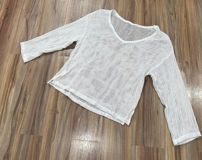 Small/ Medium Vintage 70s 80s Fish Net Knit Top Shirt Cotton White - Etsy