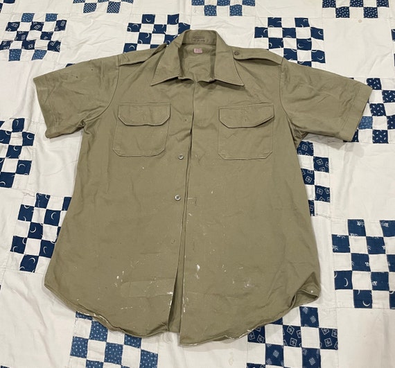 Medium Vintage 60s Paint Splatter US Army Cotton Khak… - Gem