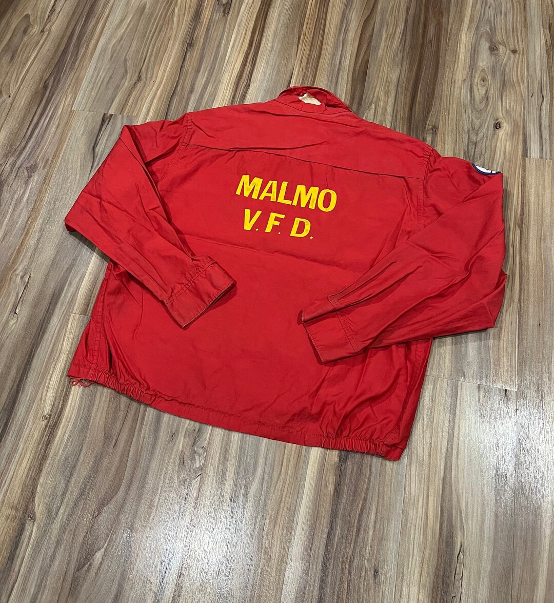 Large Vintage Early 60s VFD Fire Department Lightweight Red Cotton Zip ...