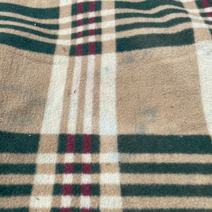Vintage 1940s Camp Blanket Cream Green Beacon Style Checkered Plaid All ...
