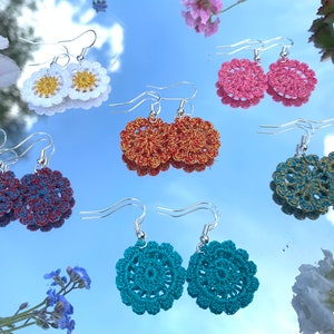 Crochet Daisy Earrings - Etsy UK