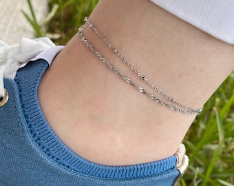 Silver Curb Link Chain Anklet / Solid 925 Sterling Silver / - Etsy
