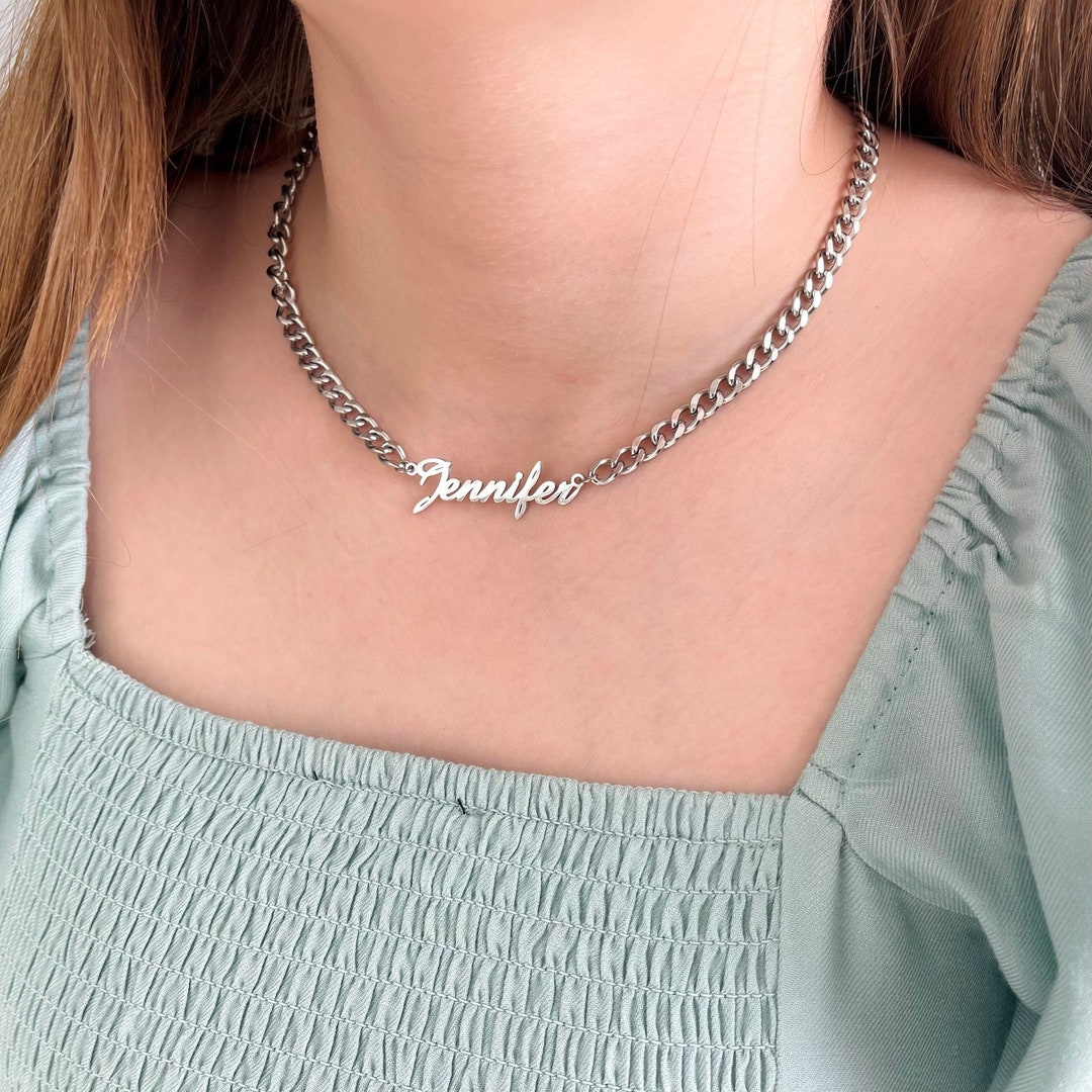 Silver Personalized Name Necklace Dainty Name Pendant Minimalist