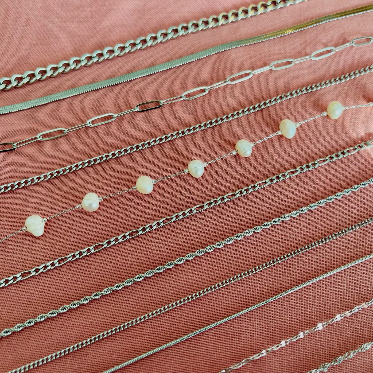 SILVER Chain Necklace for Men Stainless Steel Chain Layered - Etsy