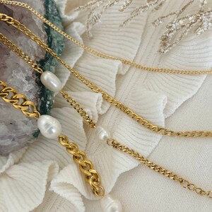 Elegant Gold Plated Freshwater Pearl Cuban Chain Bracelet Mom Gift ...