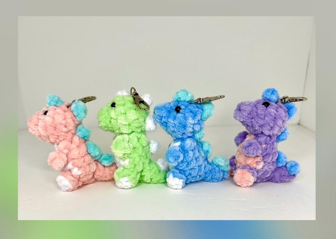 Crochet Dino Keychain - Etsy