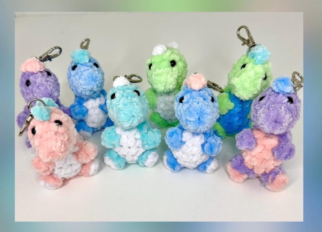 Crochet Dino Keychain - Etsy