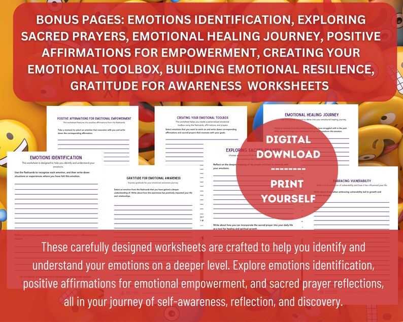 Emotions Flashcards: 40 Printable Cards With Affirmations & Prayers for ...