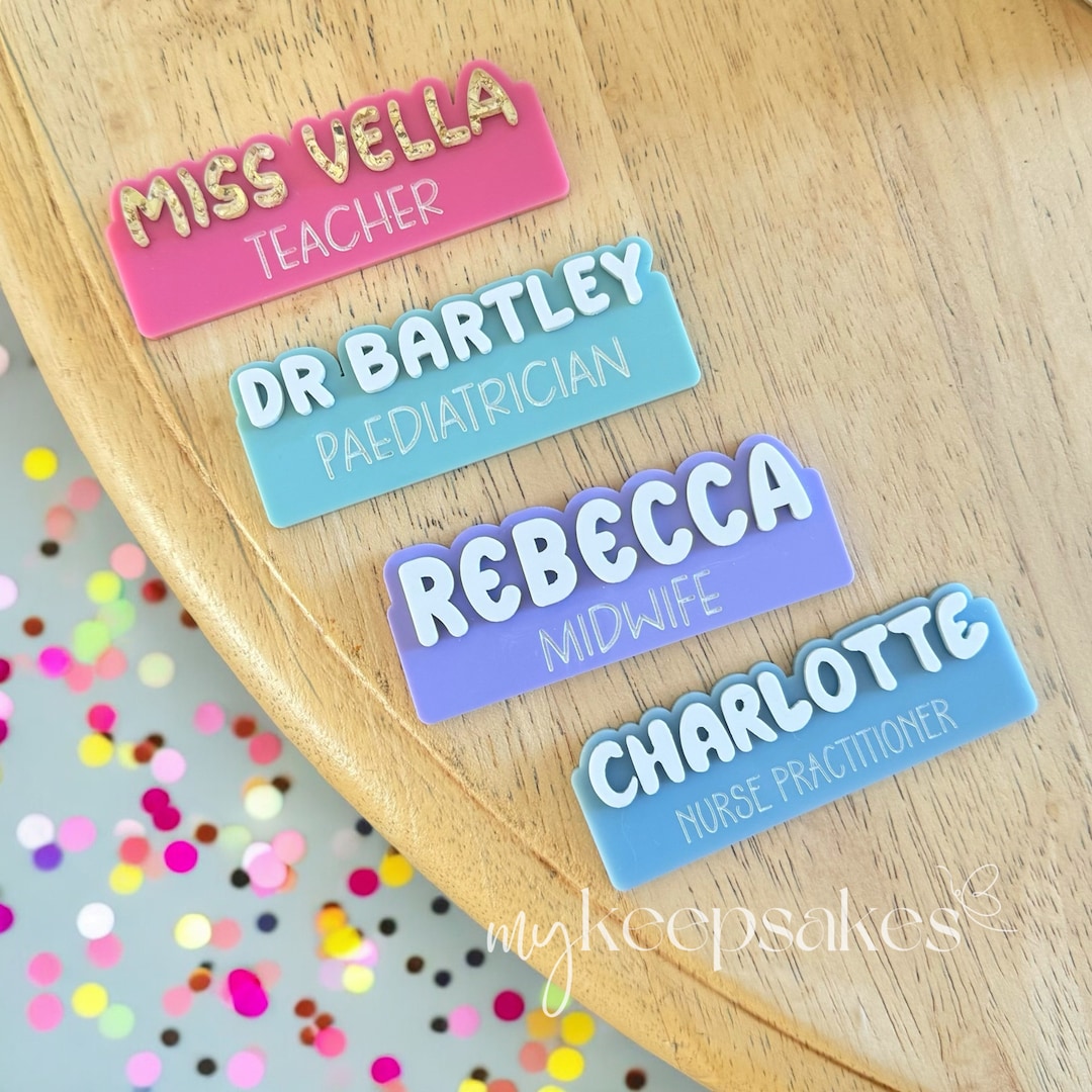 Personalised Professional Badge Teacher Badge Layered Acrylic Badge ...