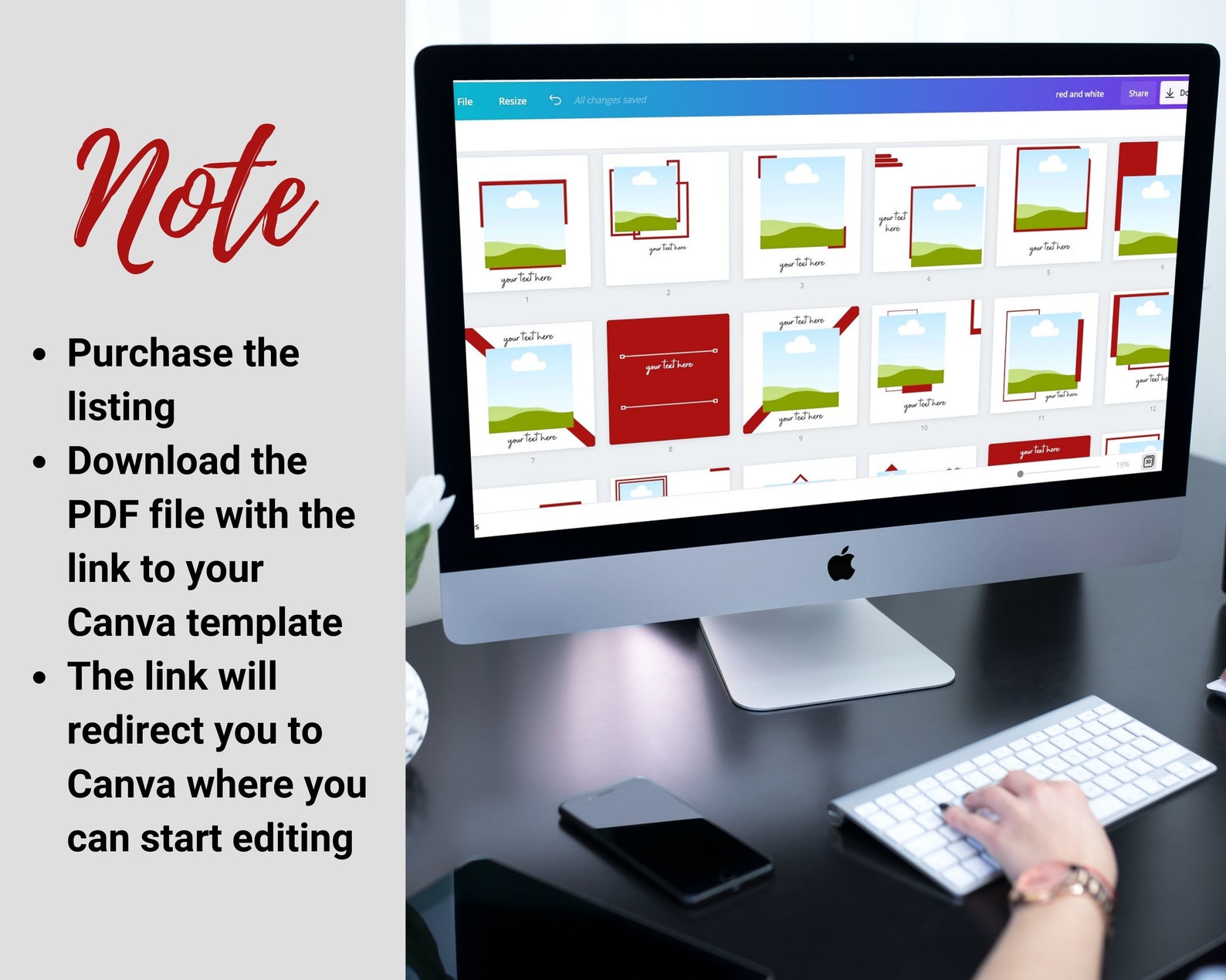 Buy Instagram Red and White Template Red Instagram Feed Monochrome ...