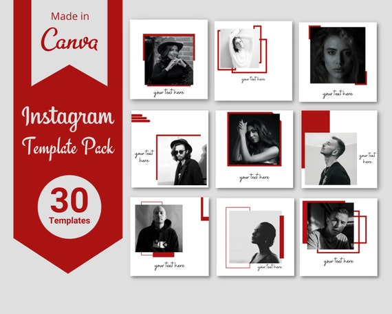 Instagram red and white template red instagram feed | Etsy