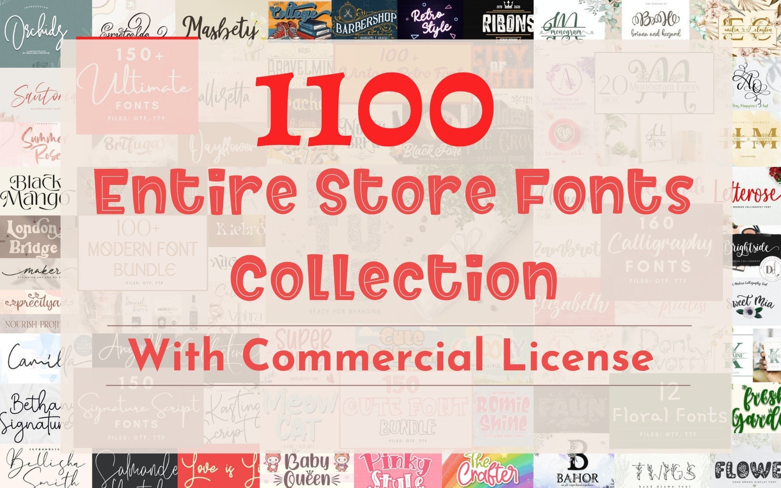 1100 Entire Store Fonts Collection With Commercial License - Etsy UK