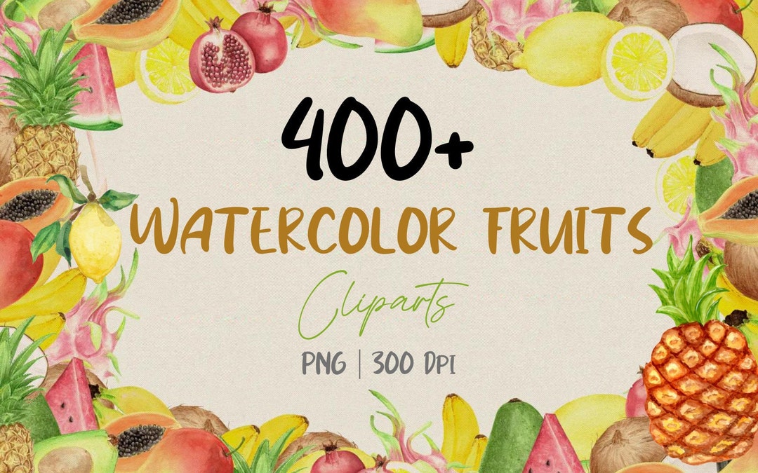 400 Watercolor Fruits Clipart Collection Fruit Variety - Etsy