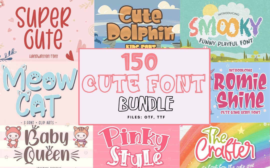 150 Cute Font Bundle Best Seller Font Font Bundles Craft Font Lovely ...