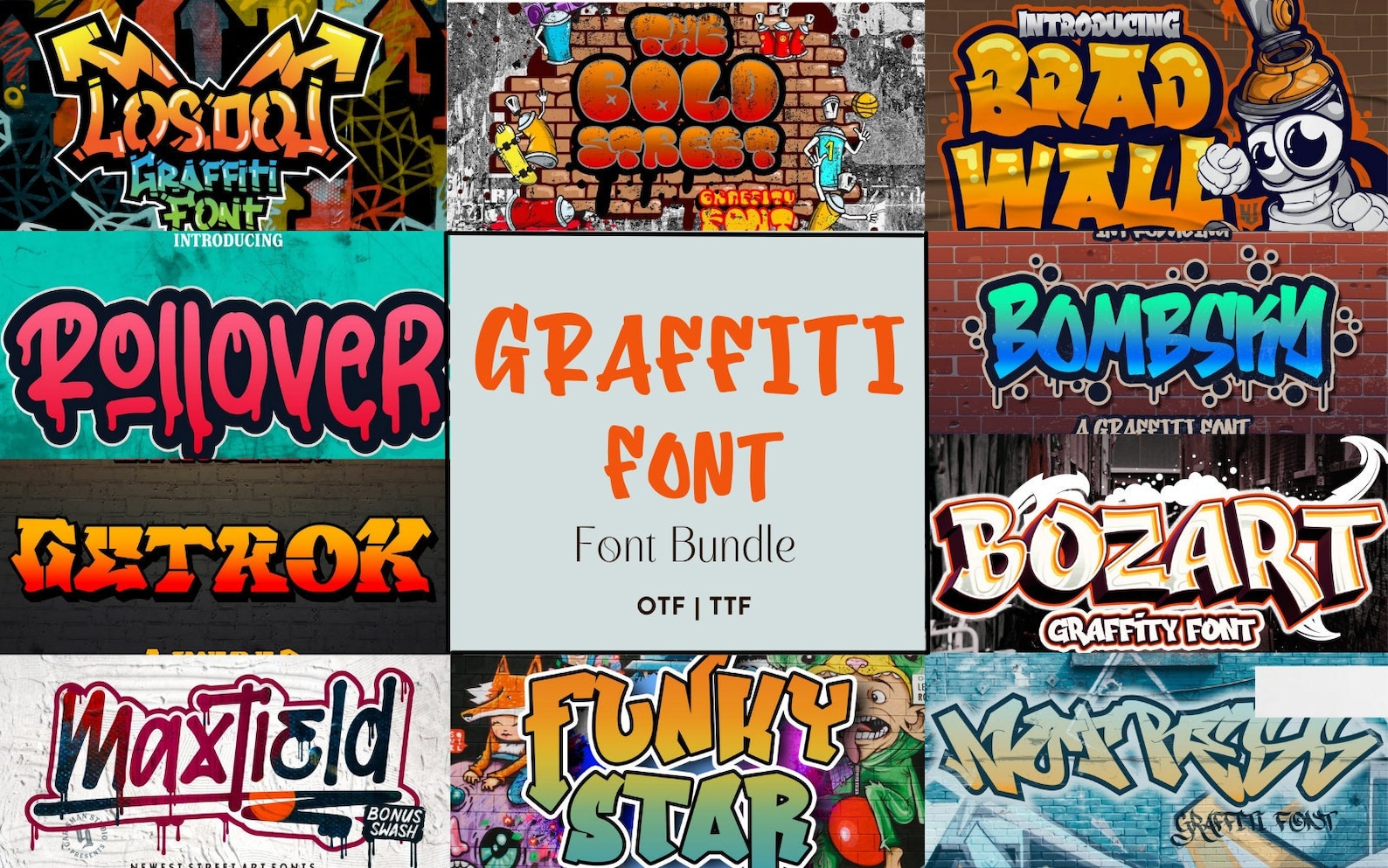 10 Graffiti Fonts Bundle Canva Font - Etsy Finland