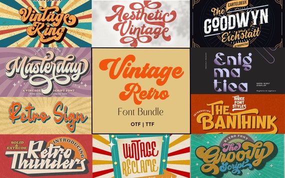 11 Vintage Retro Font Bundle Vintage Canva Fonts Space | Etsy
