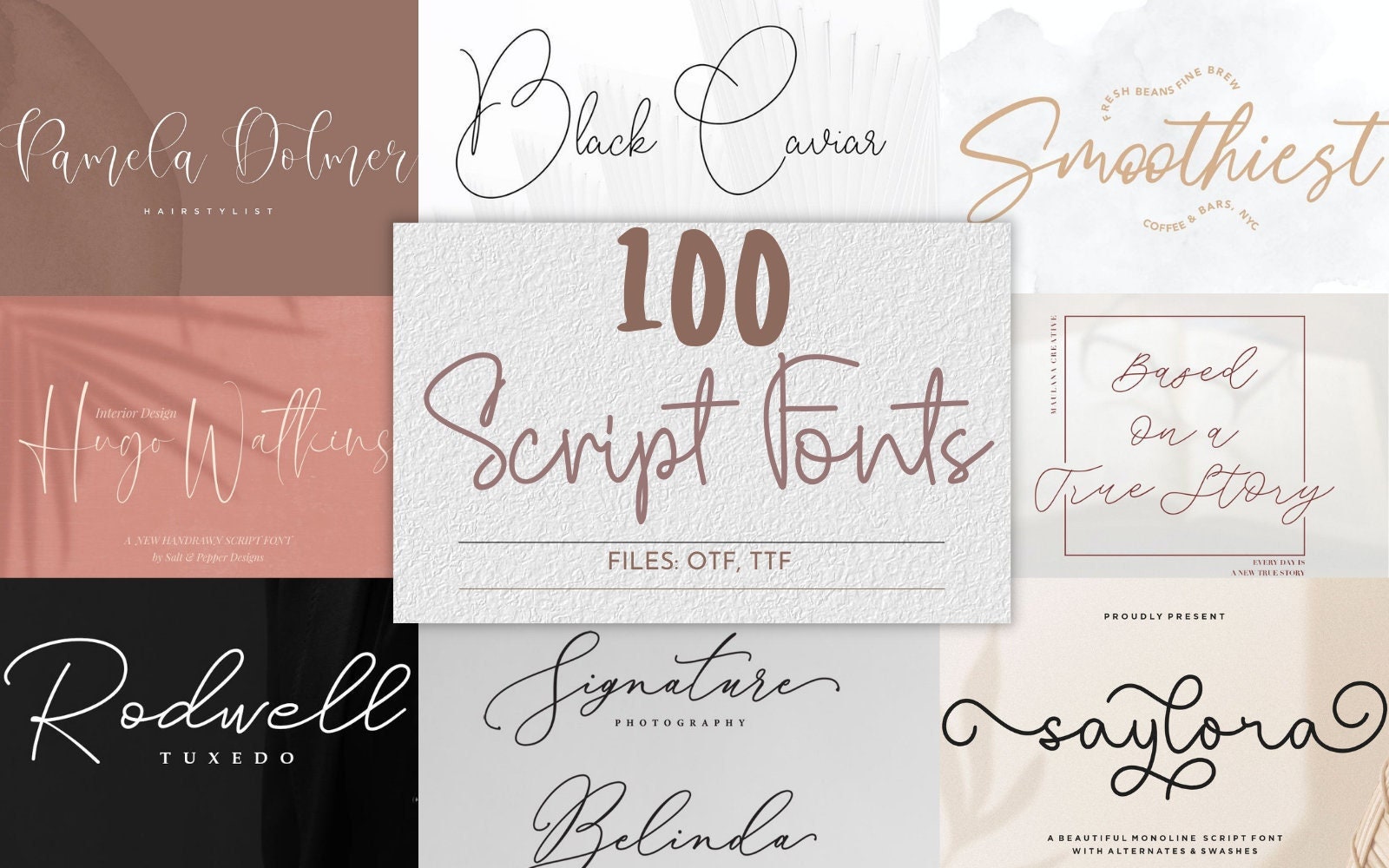 100 Script Font Bundle Logo Font Brush Font Canva - Etsy