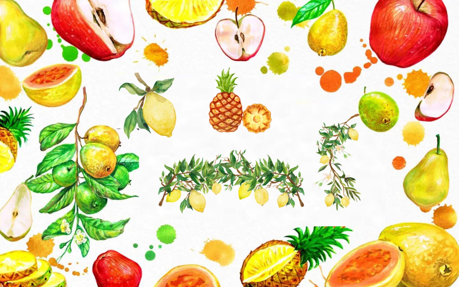 400 Watercolor Fruits Clipart Collection Fruit Variety - Etsy