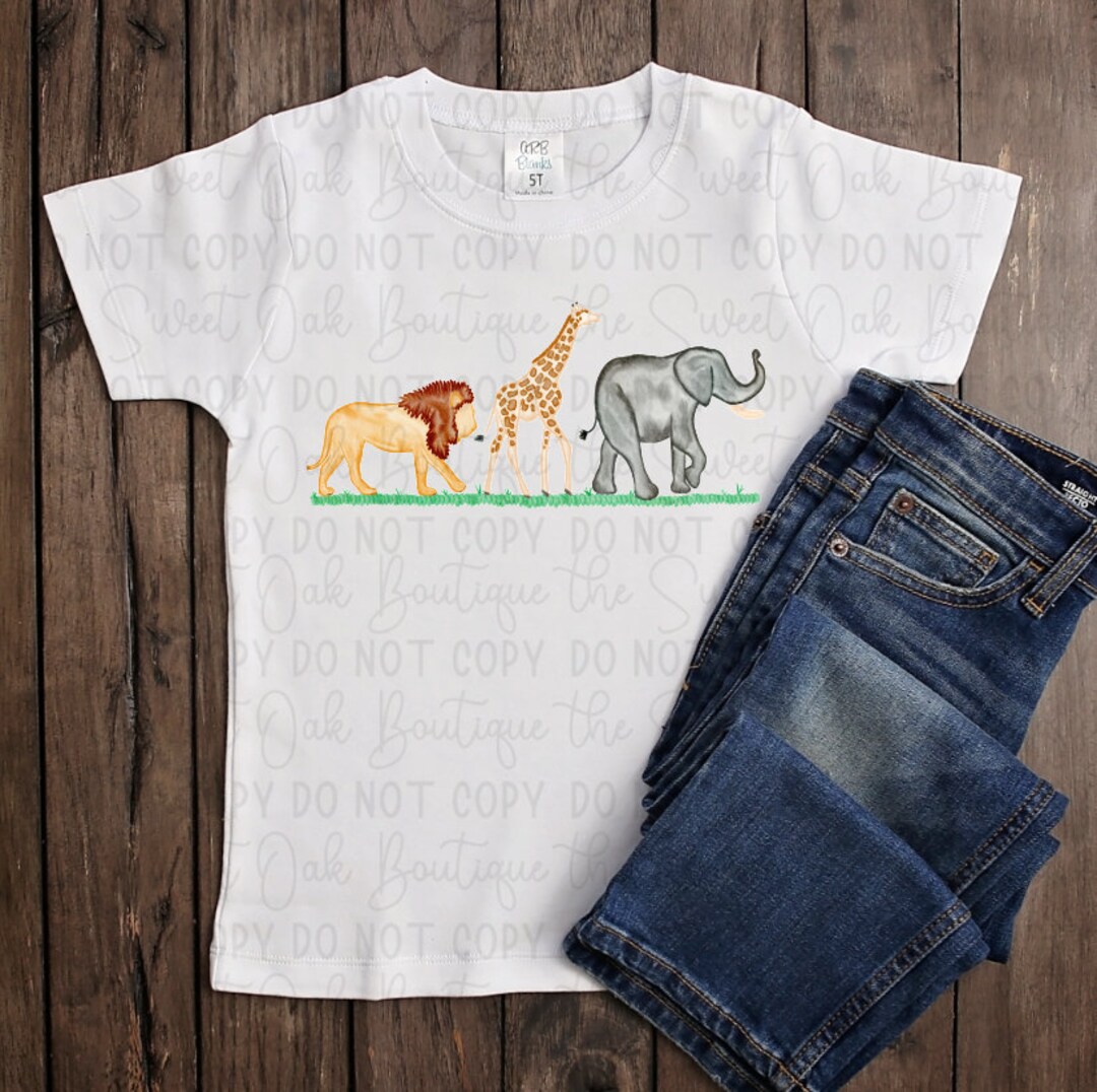 Watercolor Zoo Animals Shirt, Custom Toddler Zoo Shirt, Lion Giraffe ...