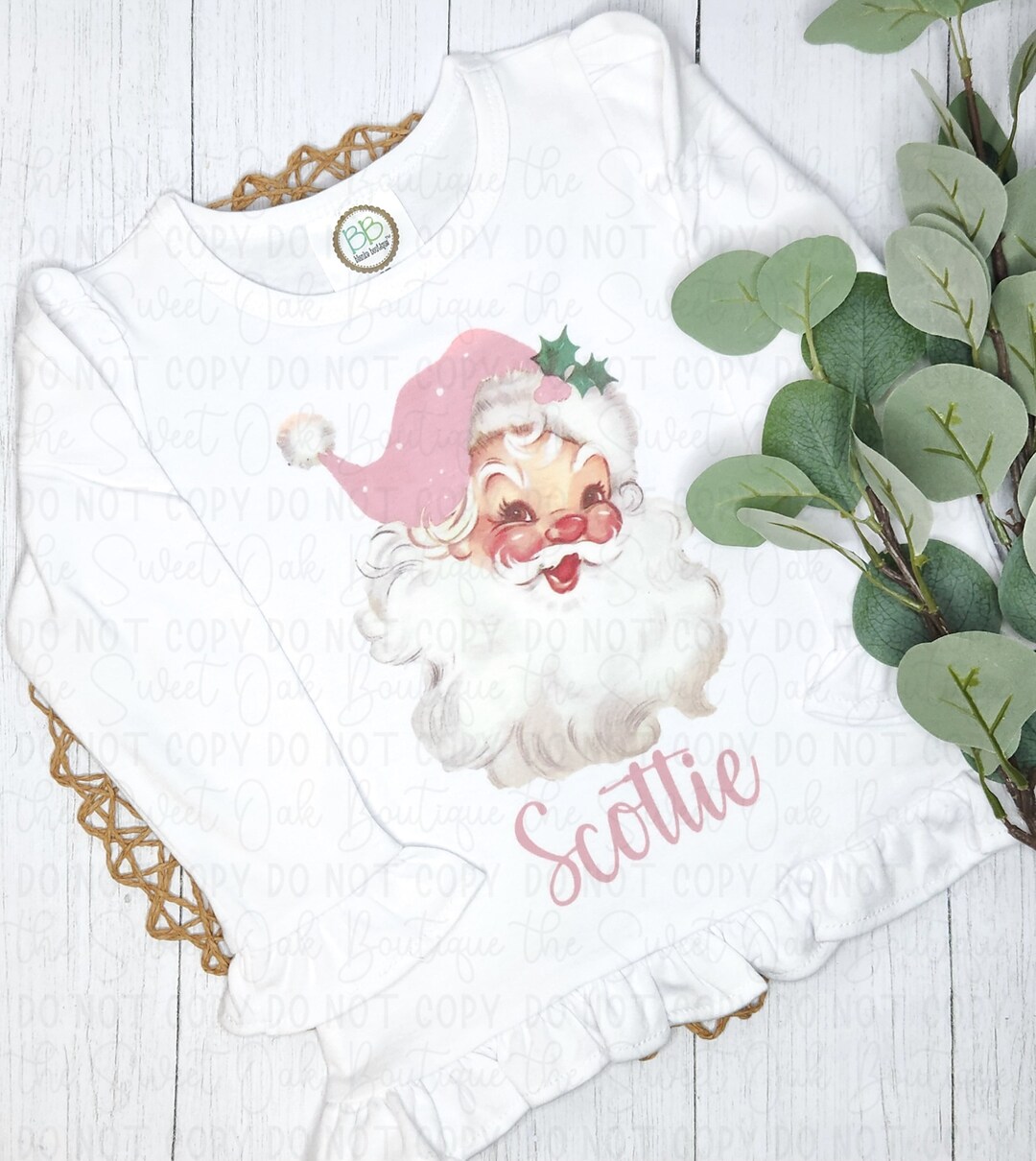 Watercolor Santa Shirt Pink Santa Shirt Personalized Kids Christmas ...