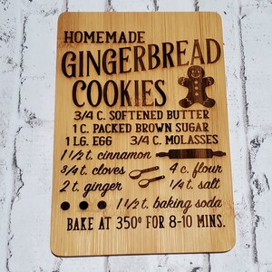 Holiday Cookie Recipe Boards Laser Engraved Cookie Recipes Cookie ...