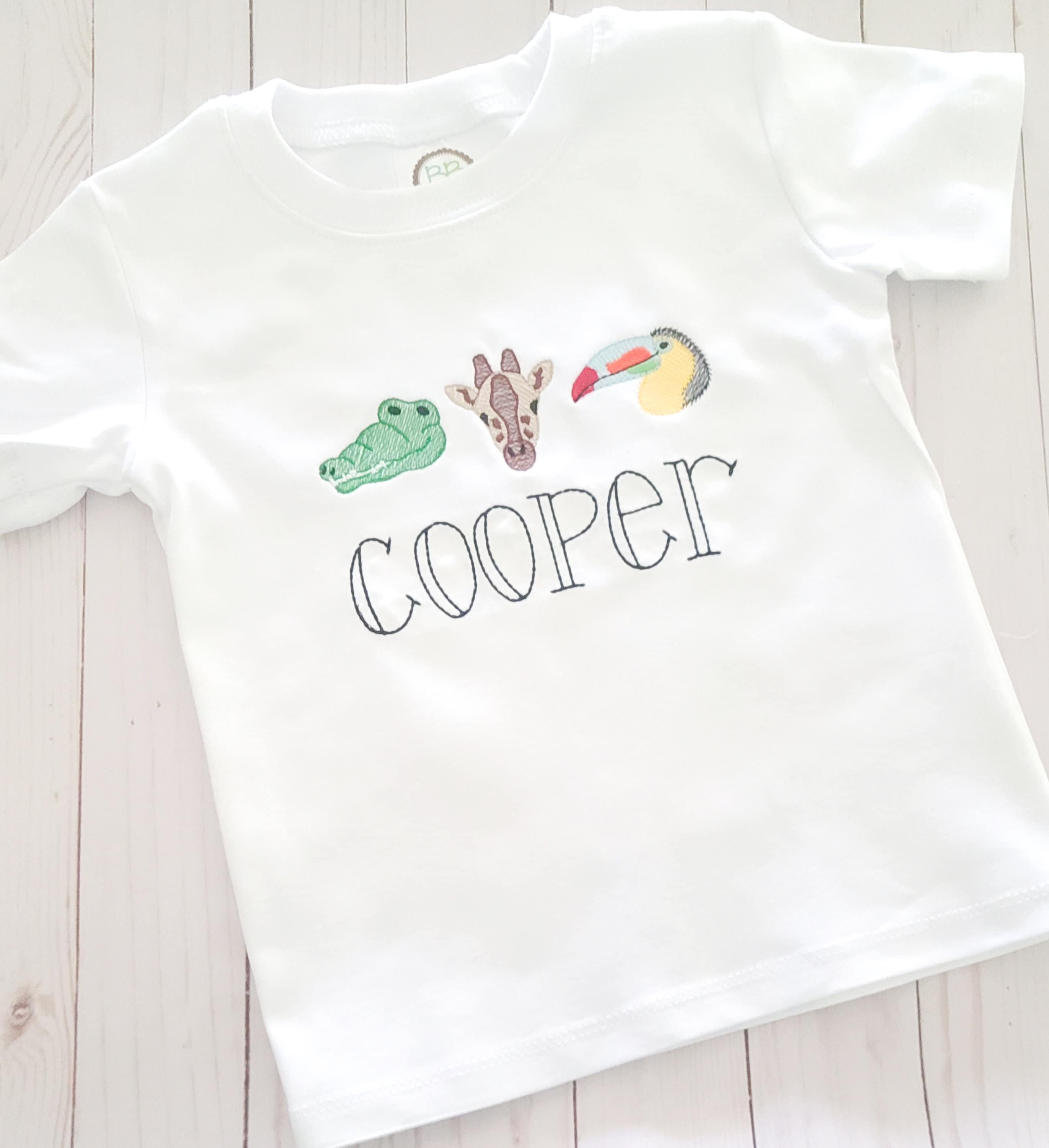 Embroidered Zoo Animals Shirt Custom Toddler Zoo Trio Shirt Kids Zoo ...