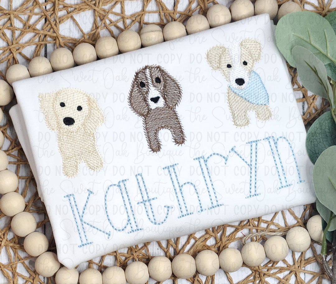 Embroidered Pups Shirt Custom Toddler Puppy Trio Shirt Personalized Dog ...