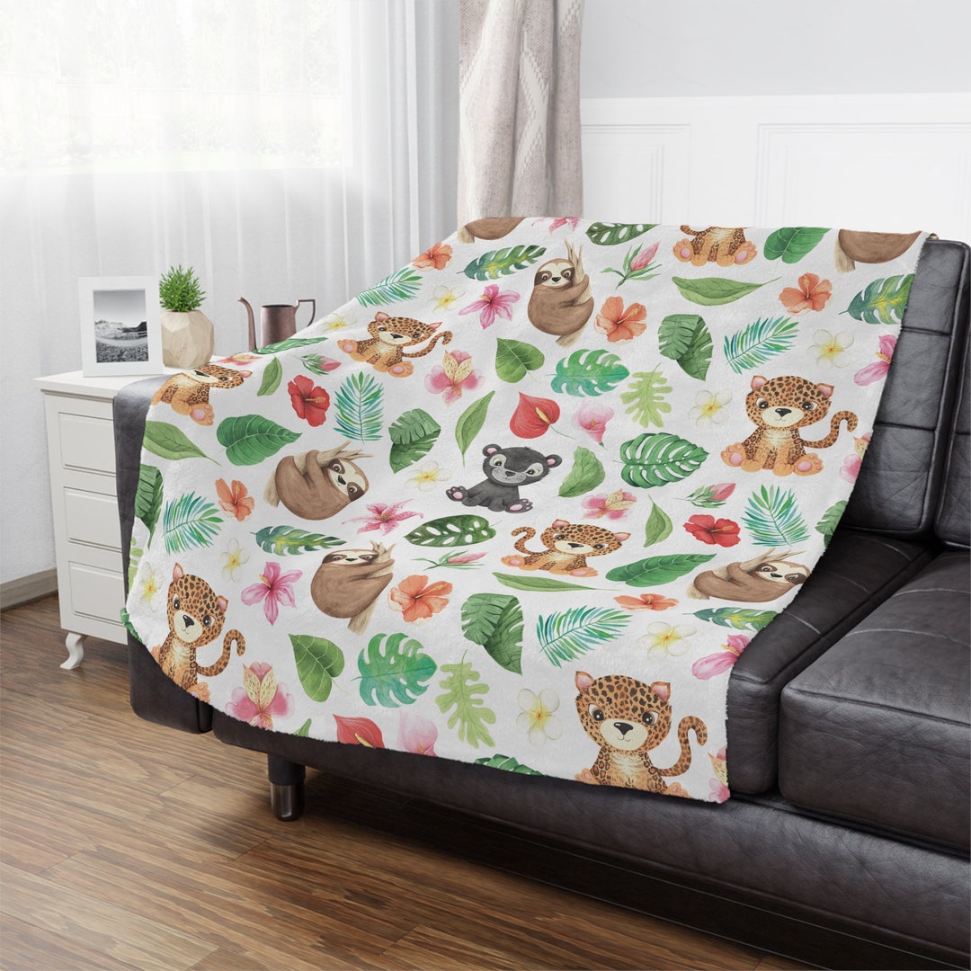 Safari Baby Blanket, Jungle Animals Bedding, Baby Shower Gift, Newborn ...