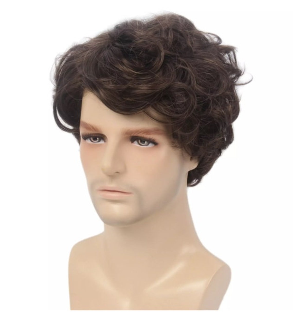 Most Realistic Wig Groovy Curly Wig For Men Natural Look Etsy
