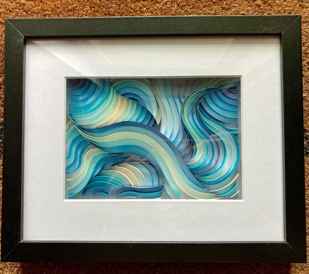 Paper Quilled Abstract, Blue Waves, Quilling Art - Etsy
