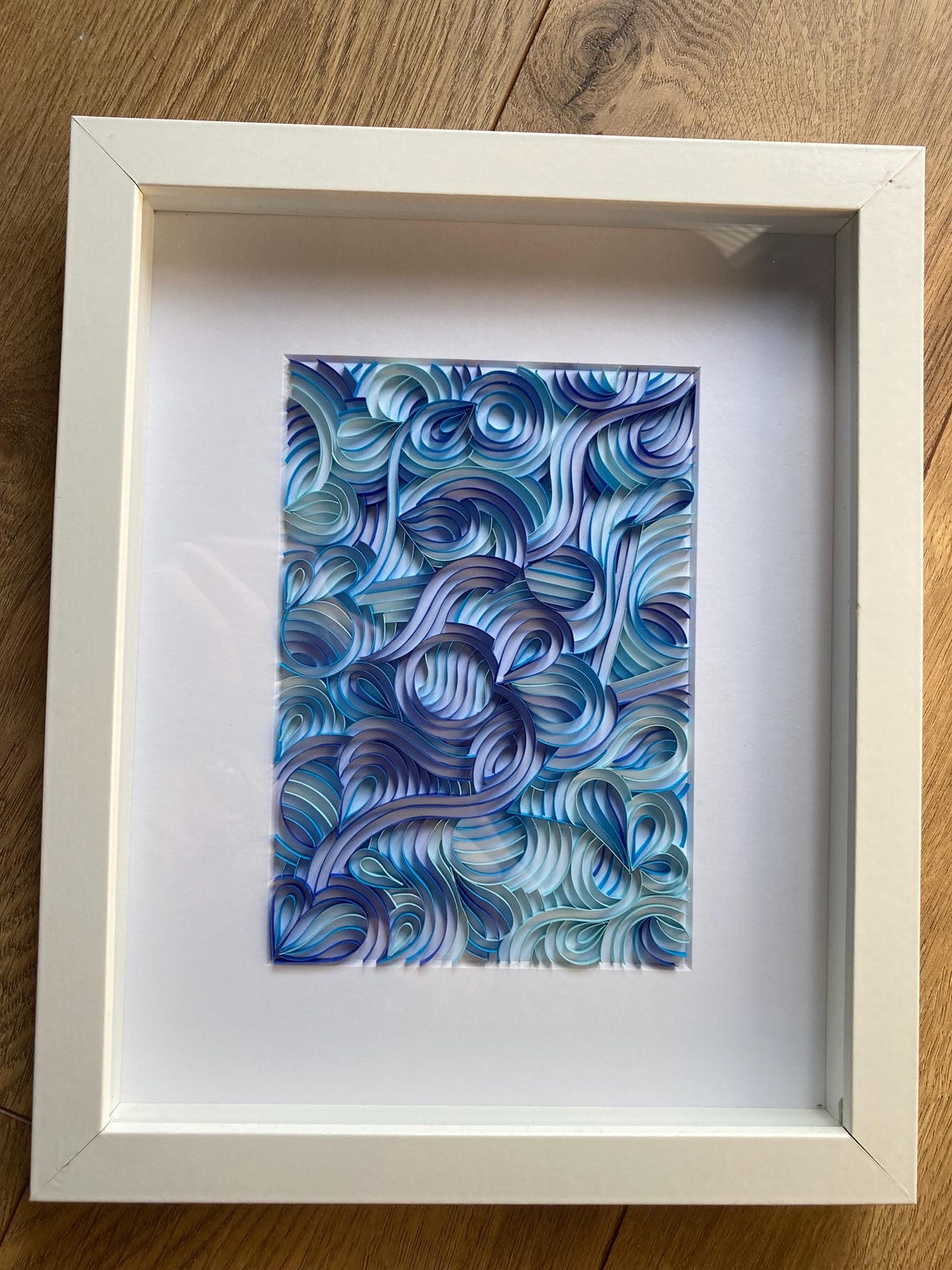 Paper Quilled Abstract “sea Blue” - Etsy