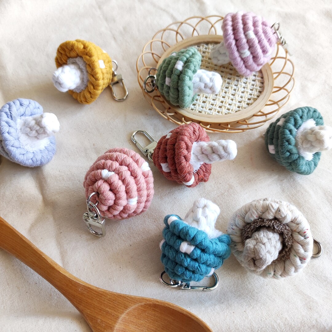 Macrame Toadstool Keychain - Etsy