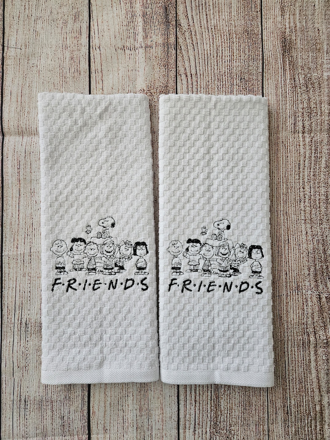 Embroidered Peanuts Friends Dish Towel 2 Piece Set - Etsy