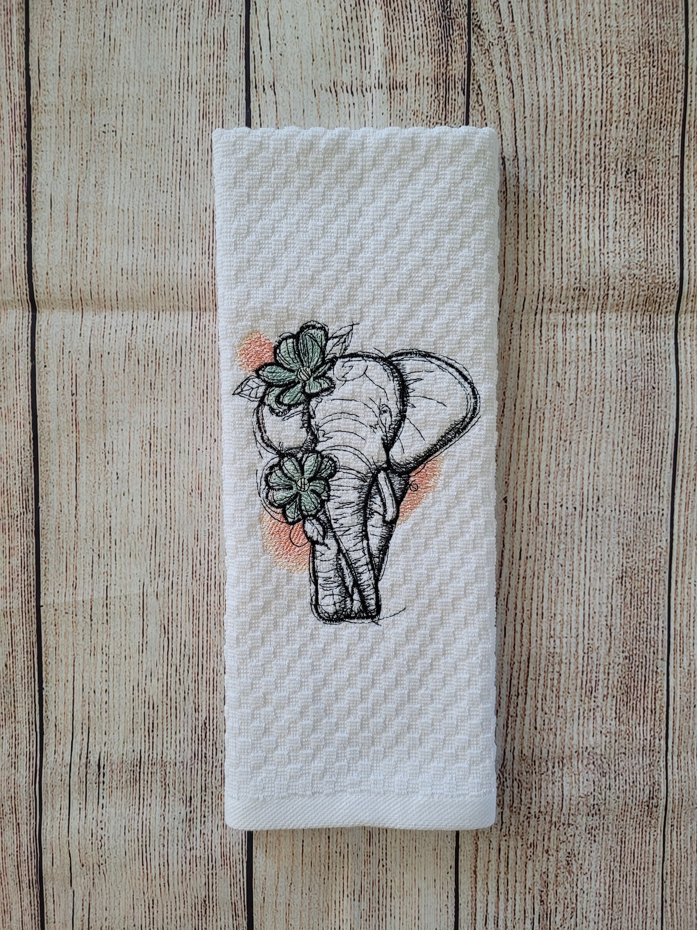 Embroidered Elephant Dish Towel 2 Piece Set - Etsy