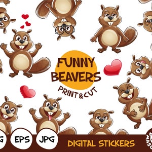 Little Beaver Stickers, Digital Stickers, Printable Stickers, Funny Png ...