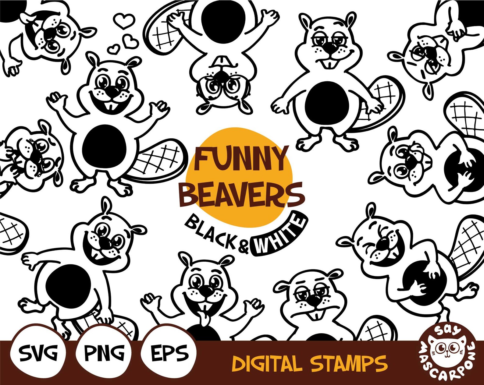 Beaver Digital Stamps, Beaver Svg Files for Cricut, Monogram Svg Files ...